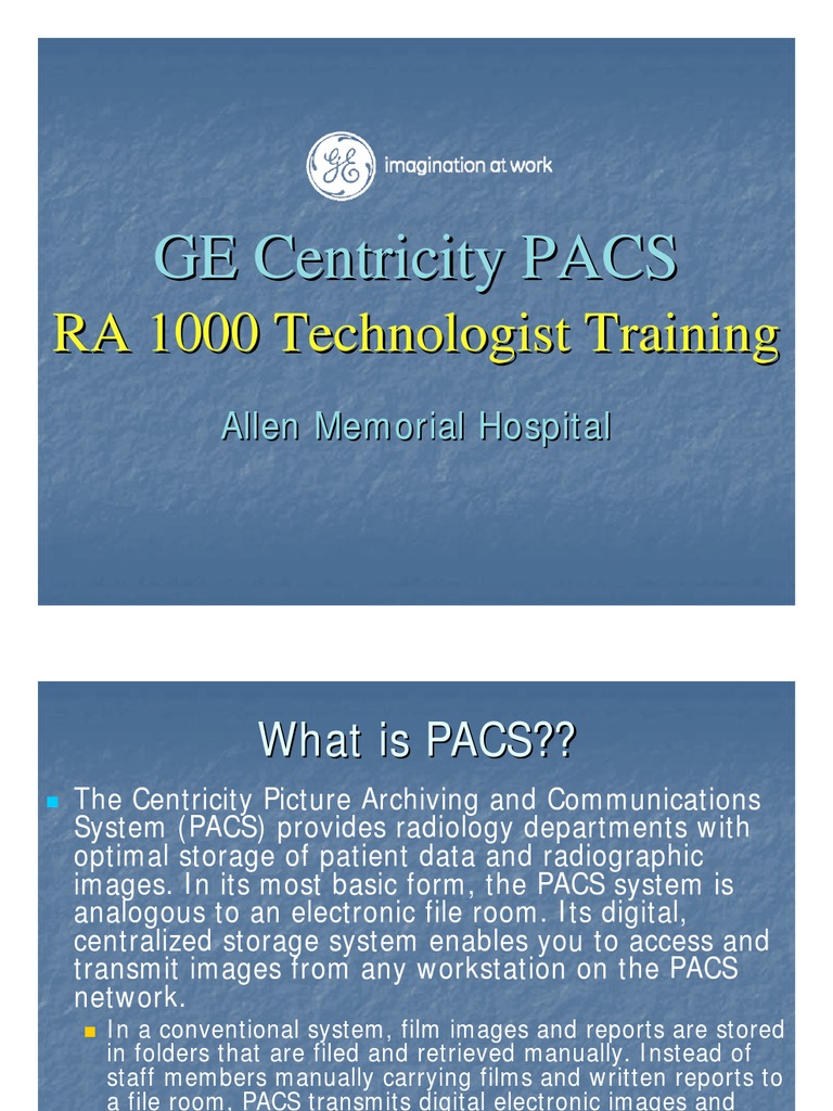 Ge Centricity PACS User Training Technologist) | PDF | Point And Click | Icon (Computing)