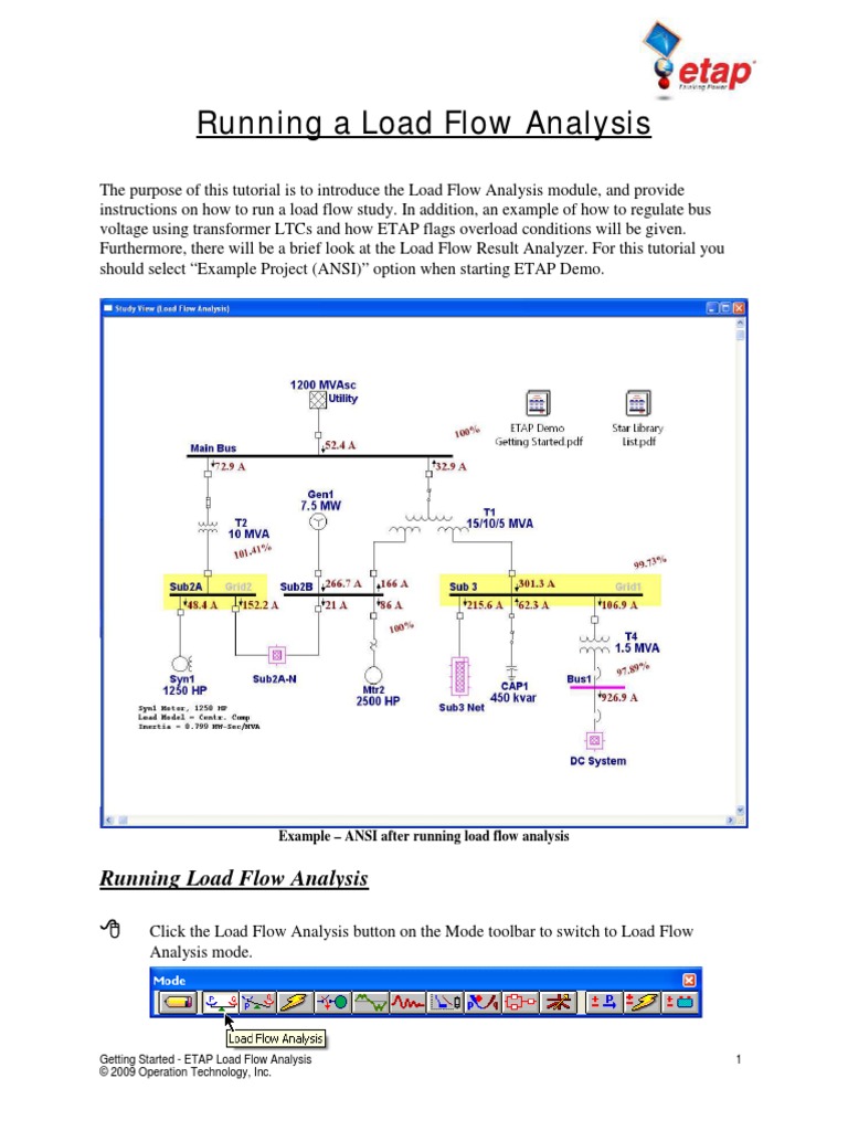 ETAP Load Flow Analysis Tutorial | PDF | Computers