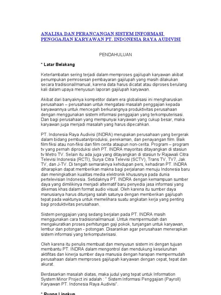 Analisa Dan Perancangan Sistem Informasi Penggajian Karyawan PT | PDF