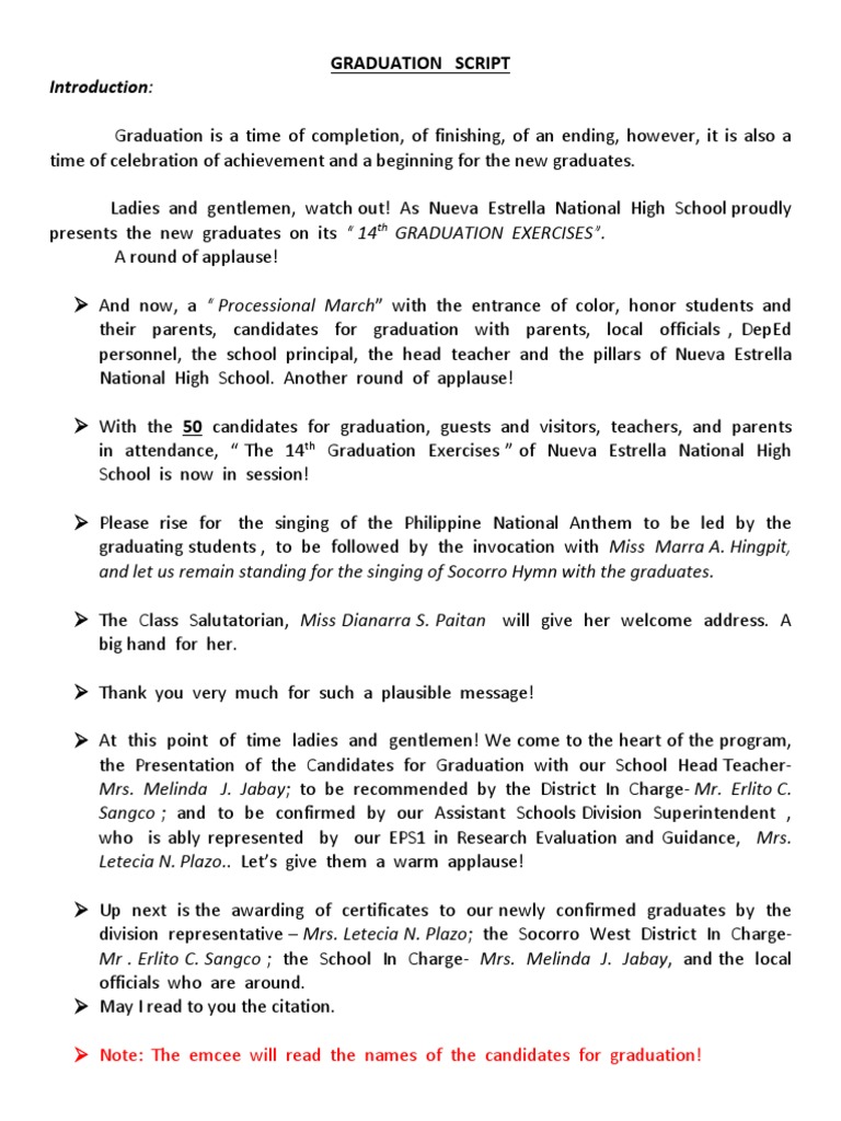 Graduation Script | PDF