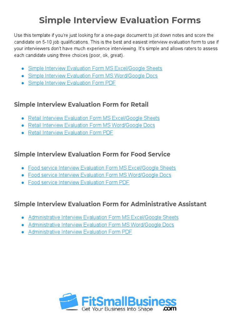 Interview Evaluation Form Simple | PDF | Career & Growth | Business