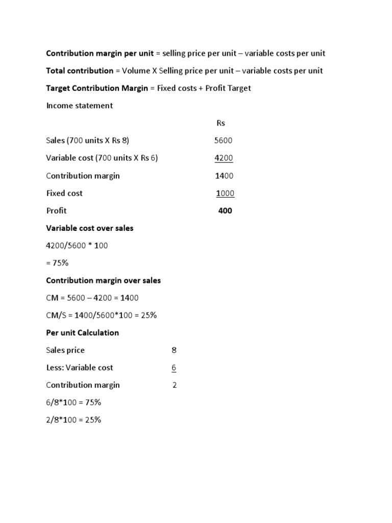 Contribution Margin Per Unit | PDF
