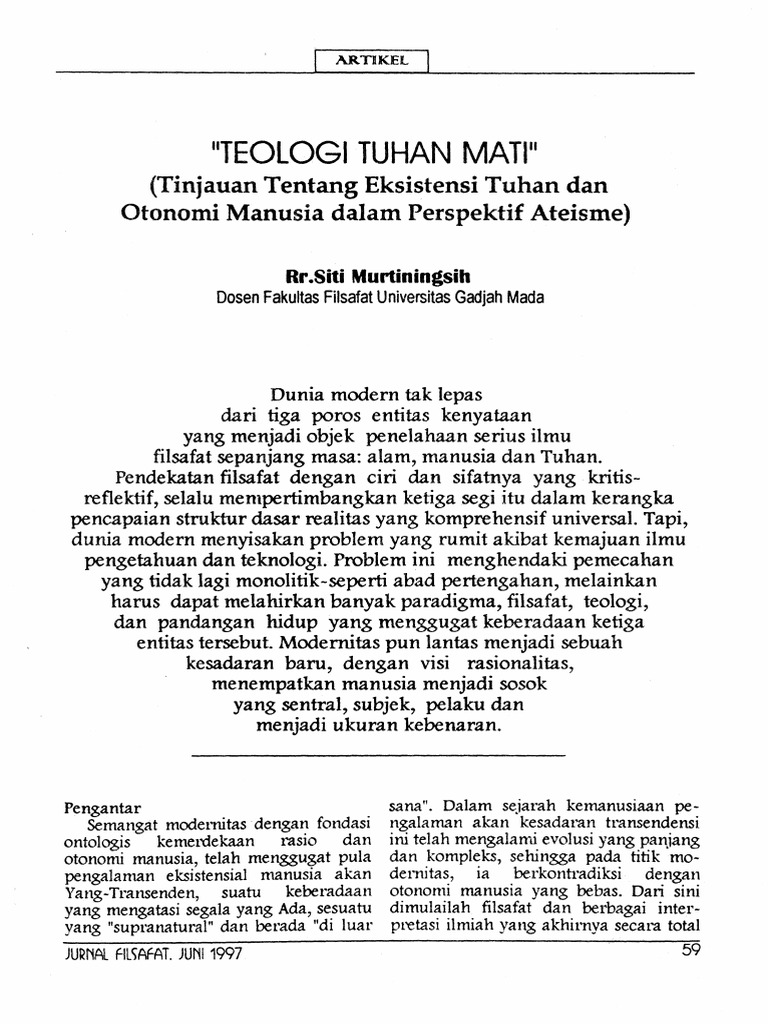 Teologi Tuhan Mati dan Ateisme Modern | PDF | Agama & Spiritualitas