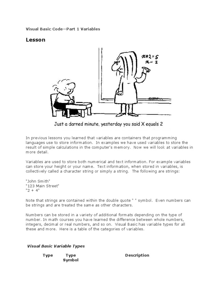 Visual Basic Code Part 1 Variables Pdf Computer Programming Data Type 8985