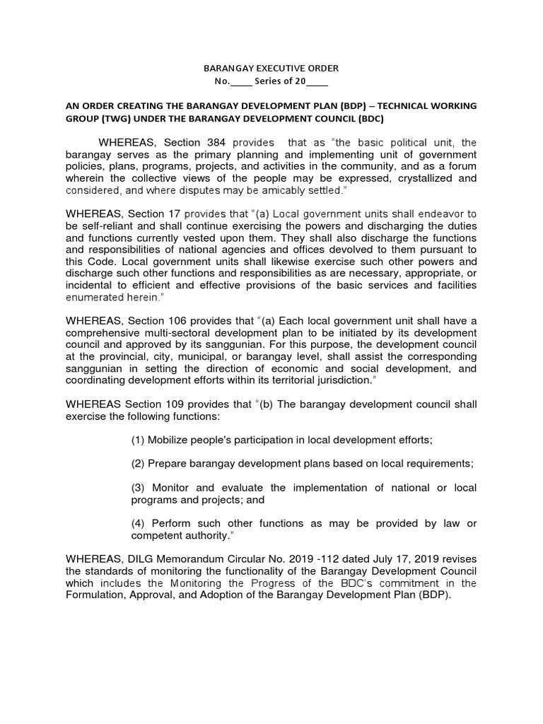 Executive Order EO BDP TWG | PDF