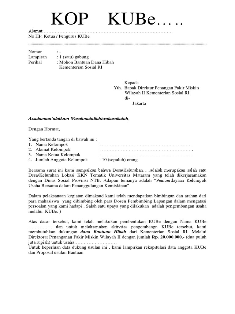 Contoh PROPOSAL KUBE | PDF | Karier & Perkembangan | Ilmu Sosial