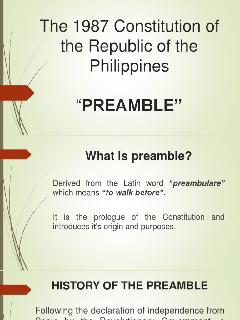 The 1987 Philippines Constitution PREAMBLE | PDF | Politics