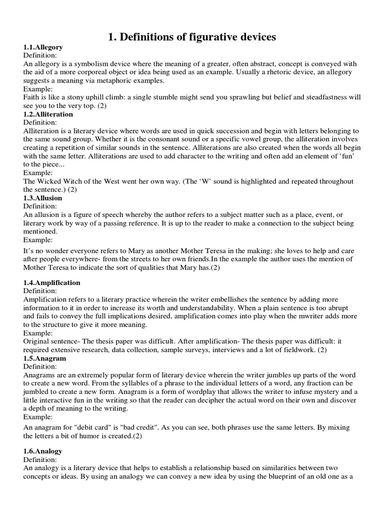 Figurative Devices and Their Effects On PDF | PDF