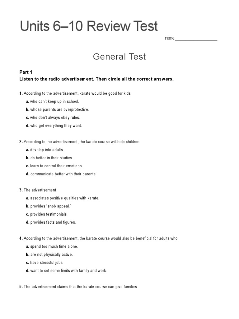 Su1 Assessment U06 U10 Review Test | PDF