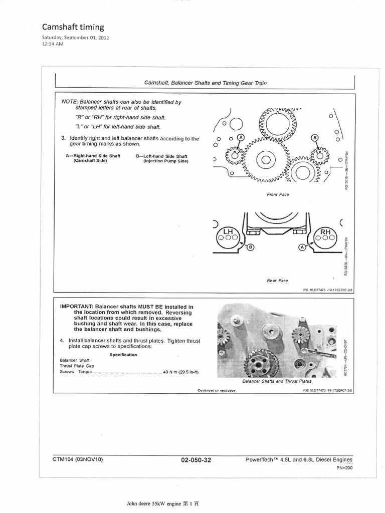 John Deere 4045T Camshaft Timing | PDF