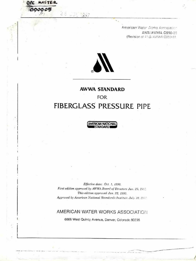 Pipe Awwa C950 95 PDF | PDF