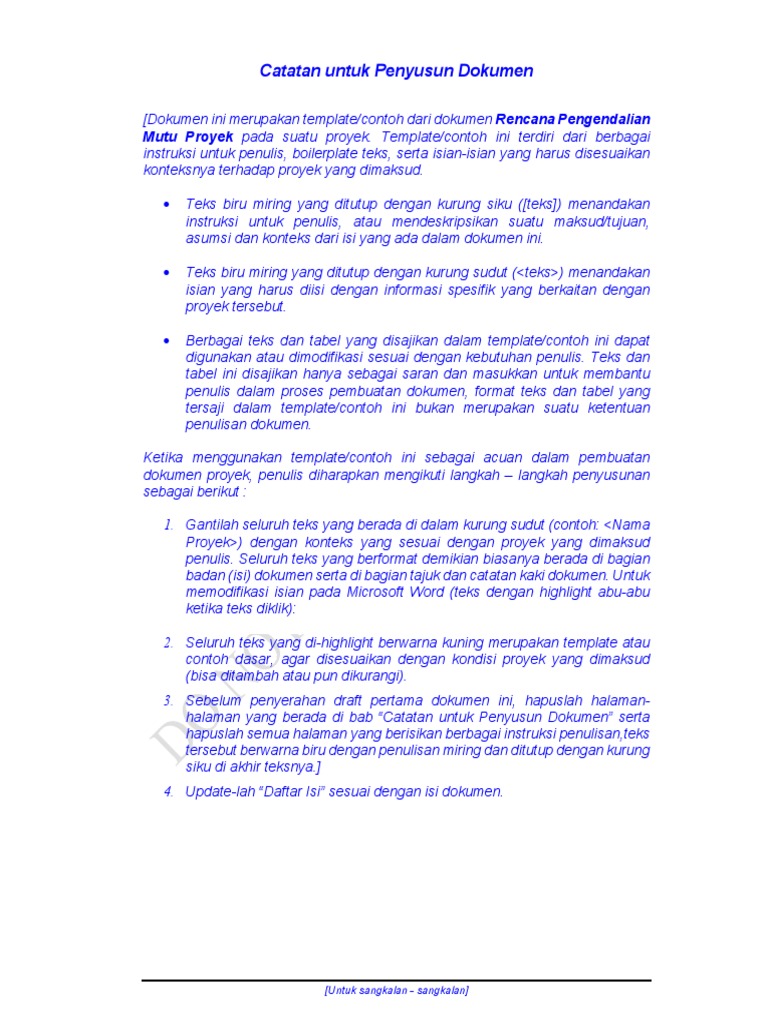 Rencana Pengendalian Mutu Proyek | PDF