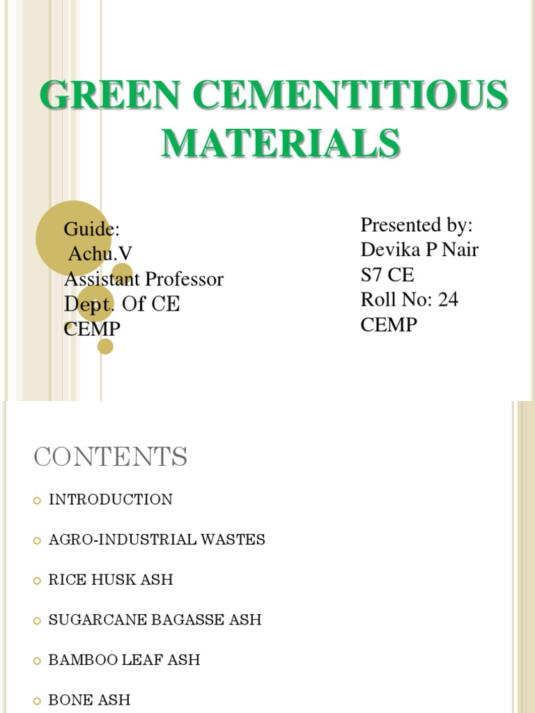 Green Cementitious Materials Overview | PDF