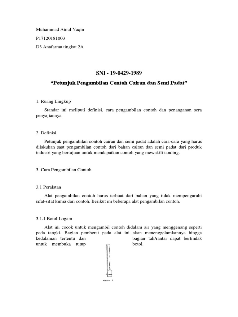 Review Sni Pengambilan Sampel | PDF