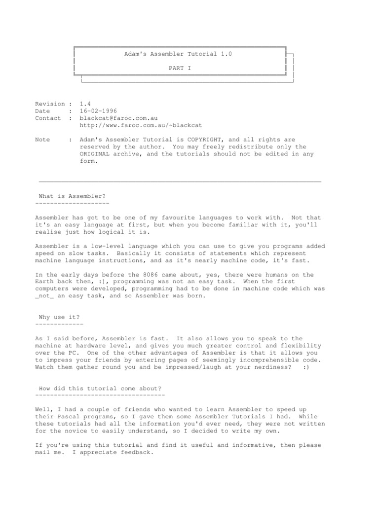 Adam's Assembly Tutorial PDF | PDF