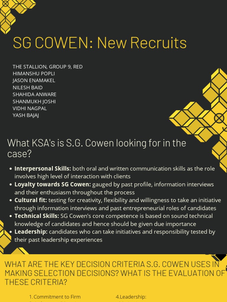 SG COWEN - New Recruits | PDF | Career & Growth