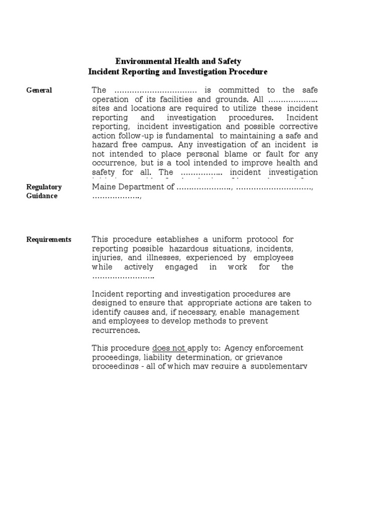 Incident Reporting and Investigation Procedure | PDF