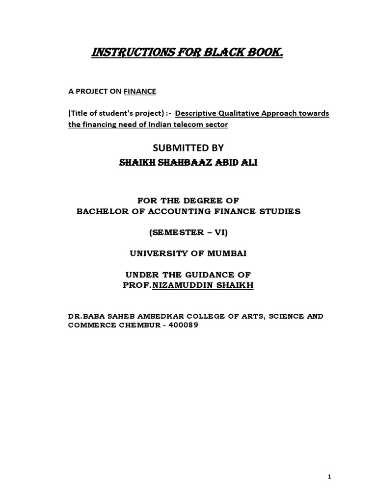 Black Book Project on Indian Telecom Finance | PDF | Business