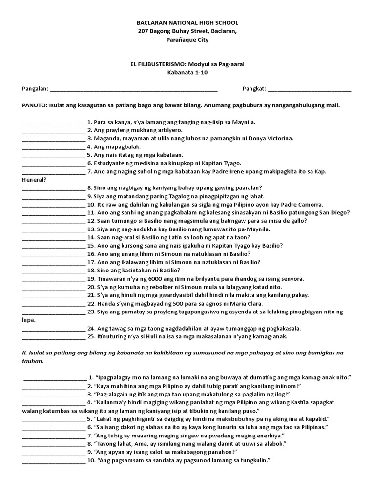 El Filibusterismo 1 10 | PDF