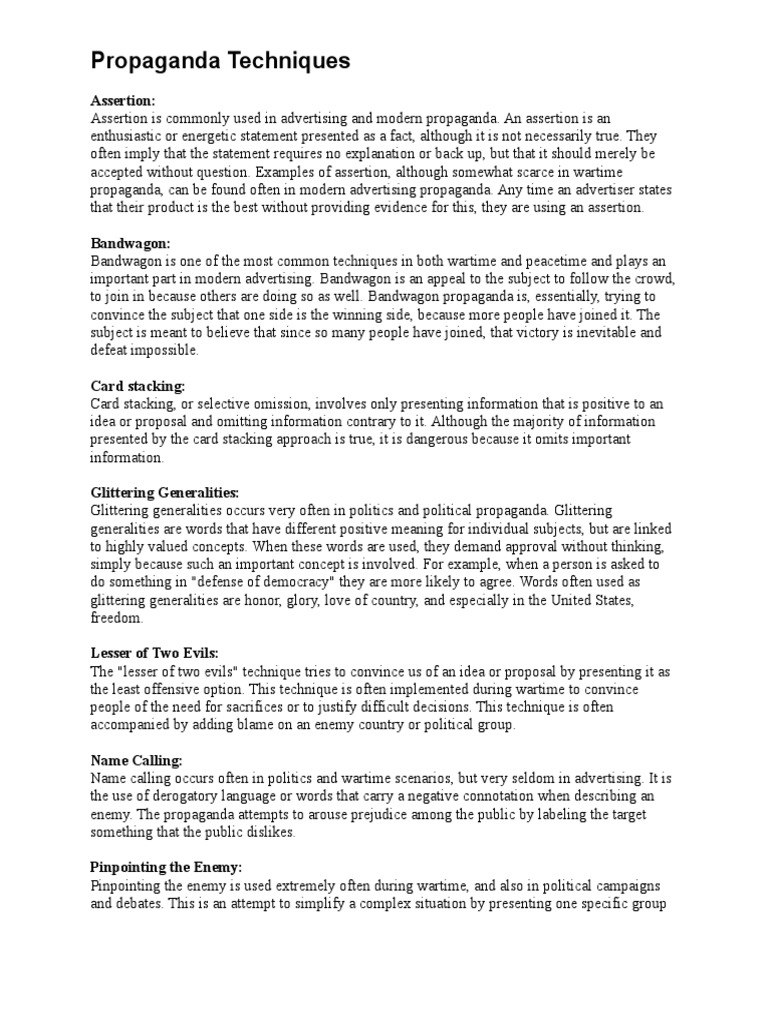 Propaganda Analysis Worksheet | PDF | Social Science