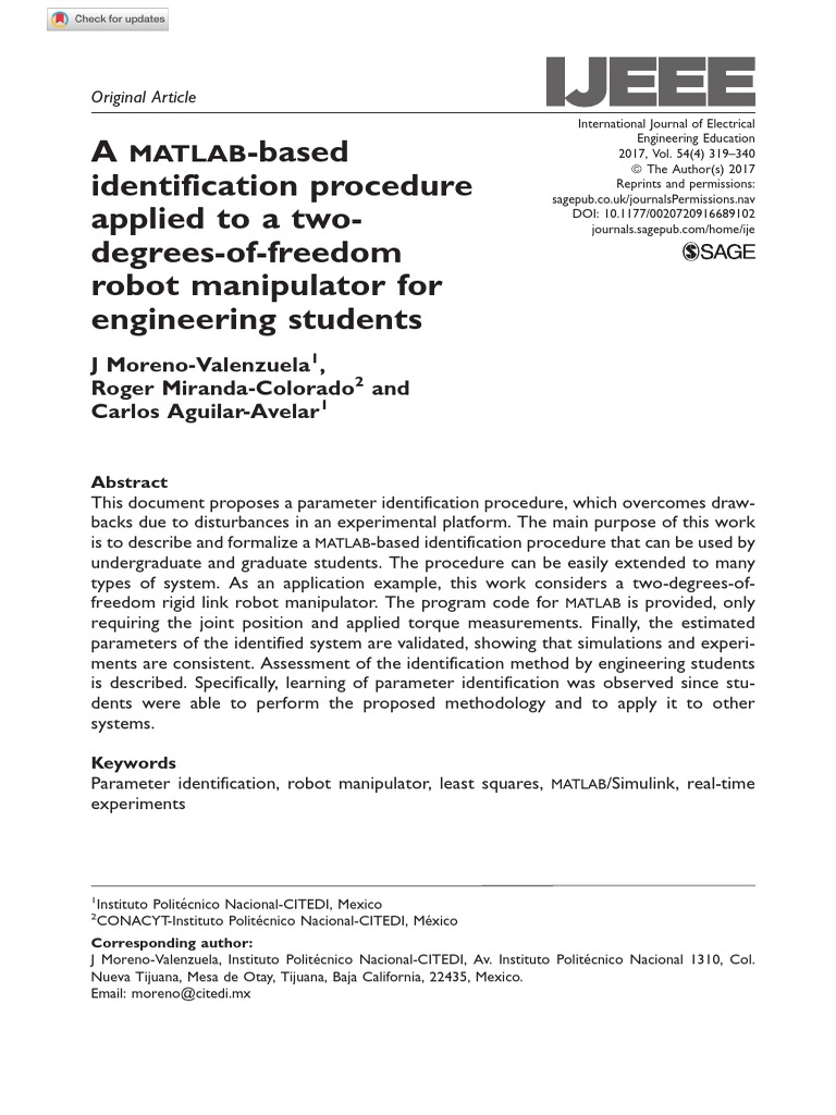 A Matlab-Based Identification Procedure Applied To A Two-Degrees-Of ...