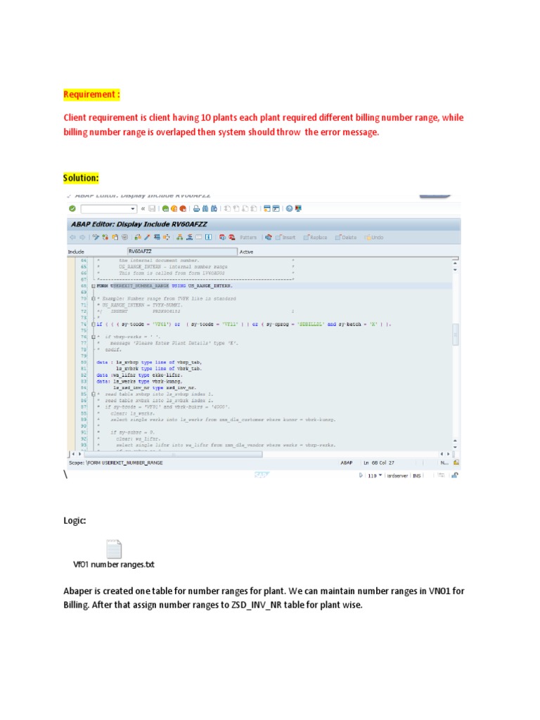 VF01 Number Range Requirment | PDF