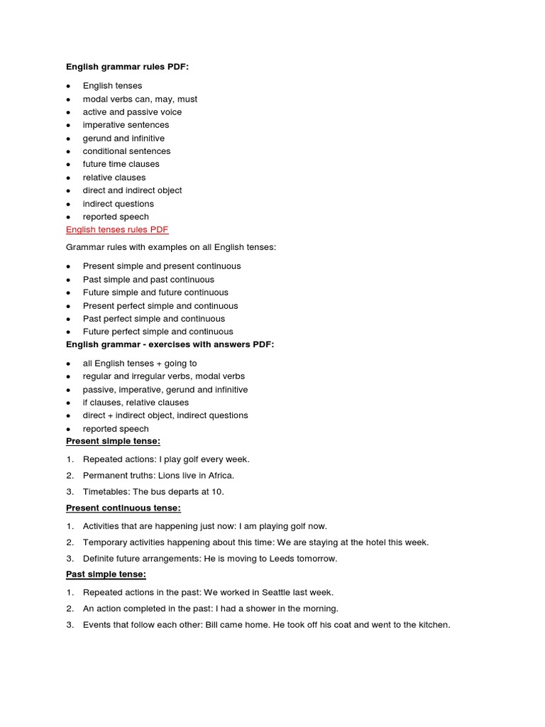 English Grammar Rules PDF | PDF | Grammatical Tense | Linguistic Morphology