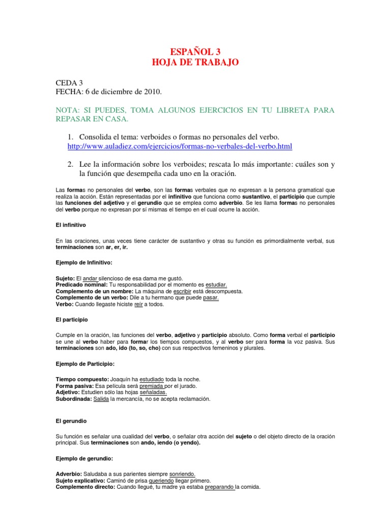 Hoja De Trabajo De Complemento