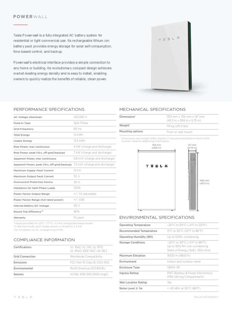 Powerwall 2 AC Datasheet en Northamerica | PDF | Technology & Engineering