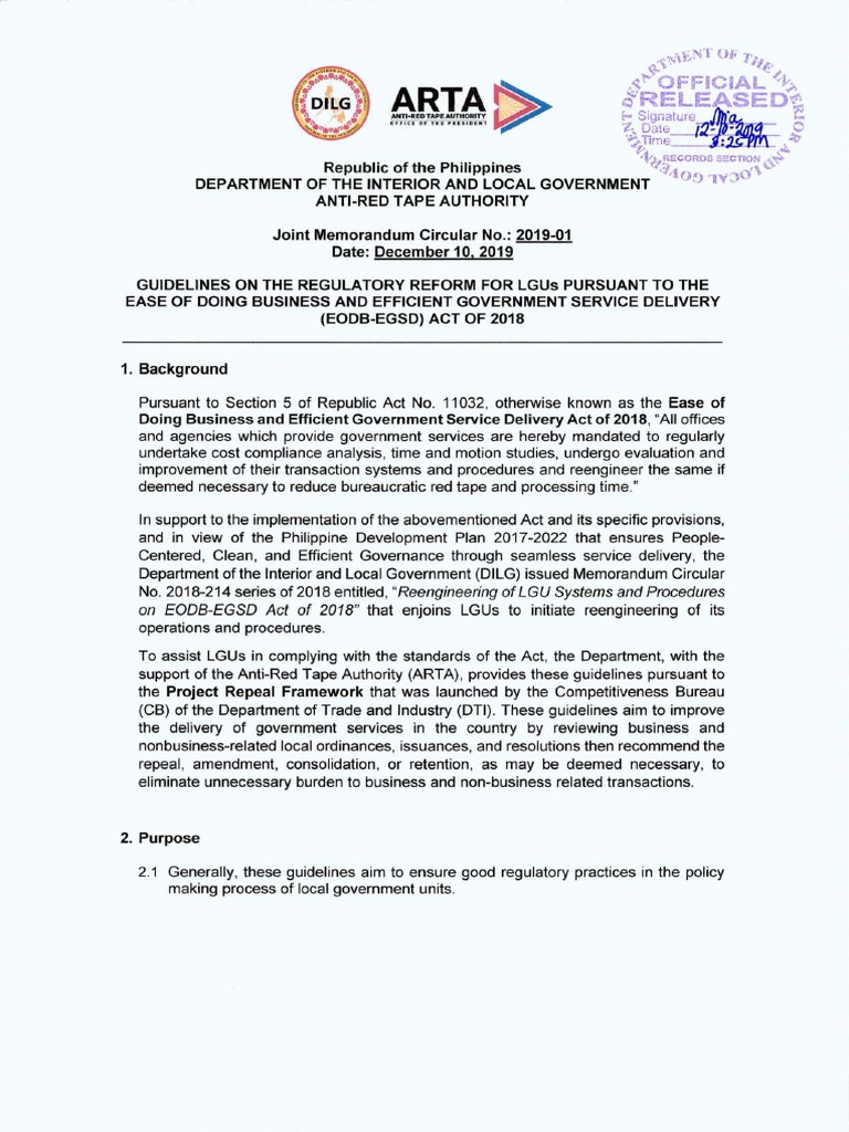 Dilg-Arta JMC 2019-01 | PDF Dilg-Arta JMC 2019-01 | PDF