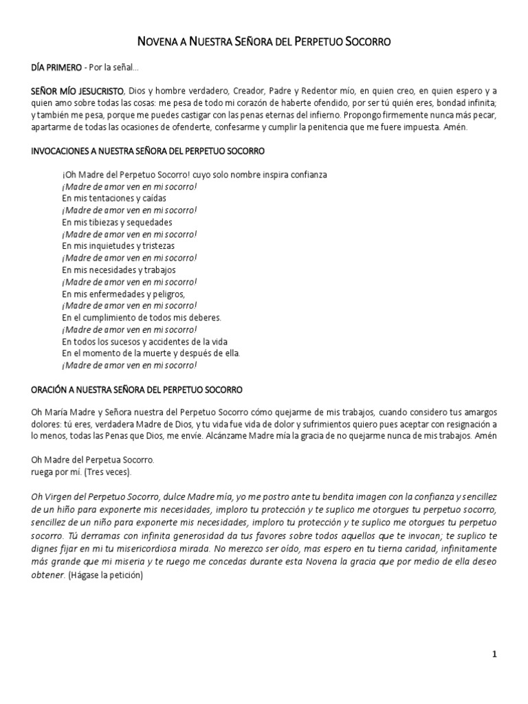 Novena A Nuestra Señora Del Perpetuo Socorro Pdf