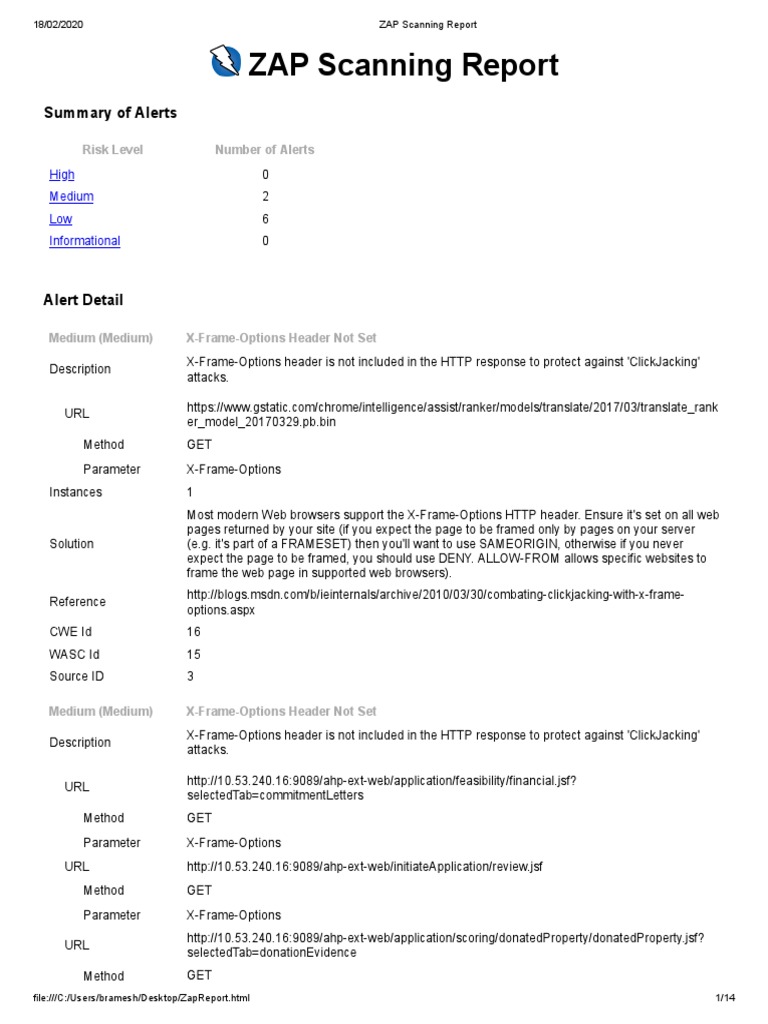 ZAP Scanning Report PDF | PDF | Computers | Technology & Engineering