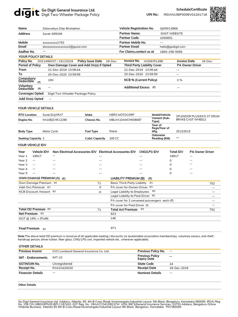 105 Dilip Insurance PDF | PDF