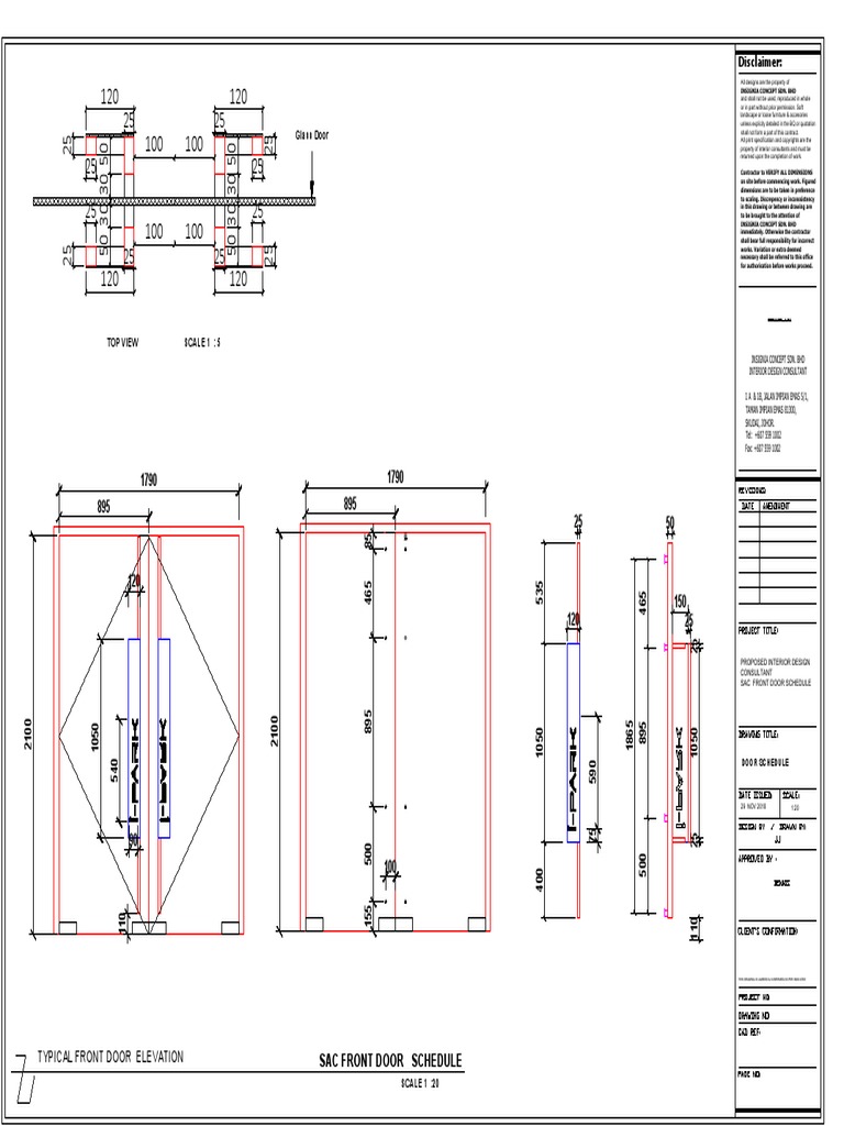 Glass Door Handle Shop Drawing (Door Height 2100mm) PDF | PDF