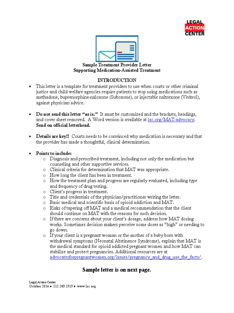 Treatment Provider Letter Template | PDF | Self-Improvement