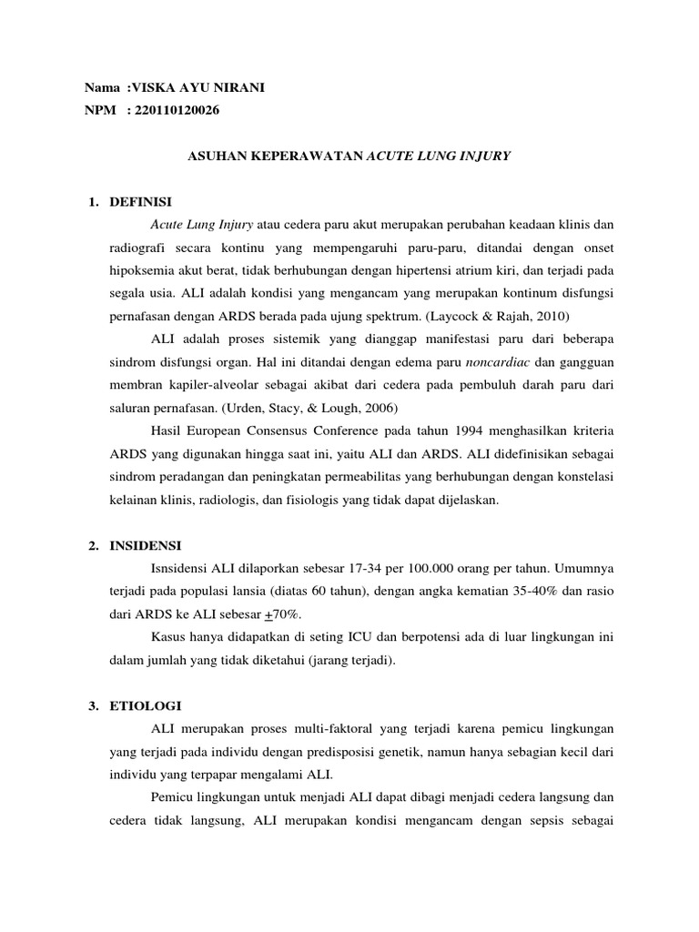 Askep ALI, ARDS Dan Trauma Thorax | PDF | Sains & Matematika