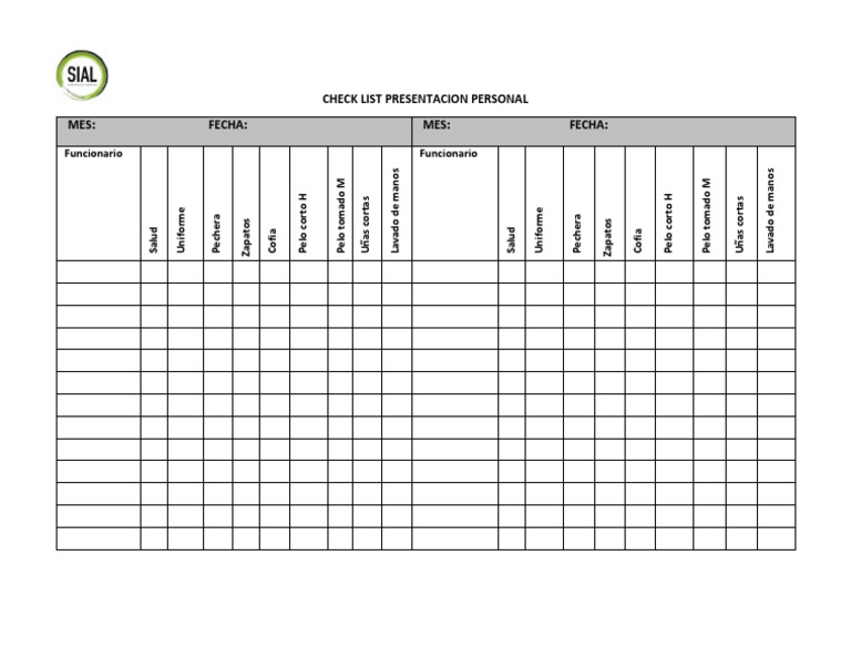 Check List Presentacion Personal | PDF