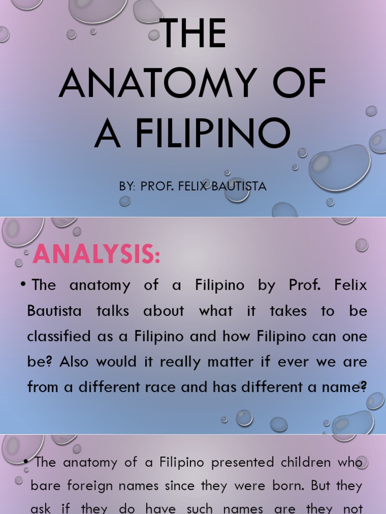 The Anatomy of A Filipino | PDF