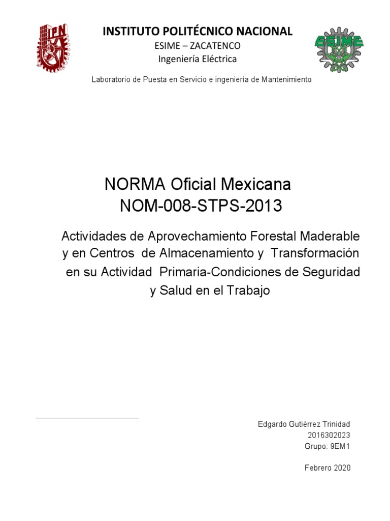NOM 008 STPS (Resumen) | PDF