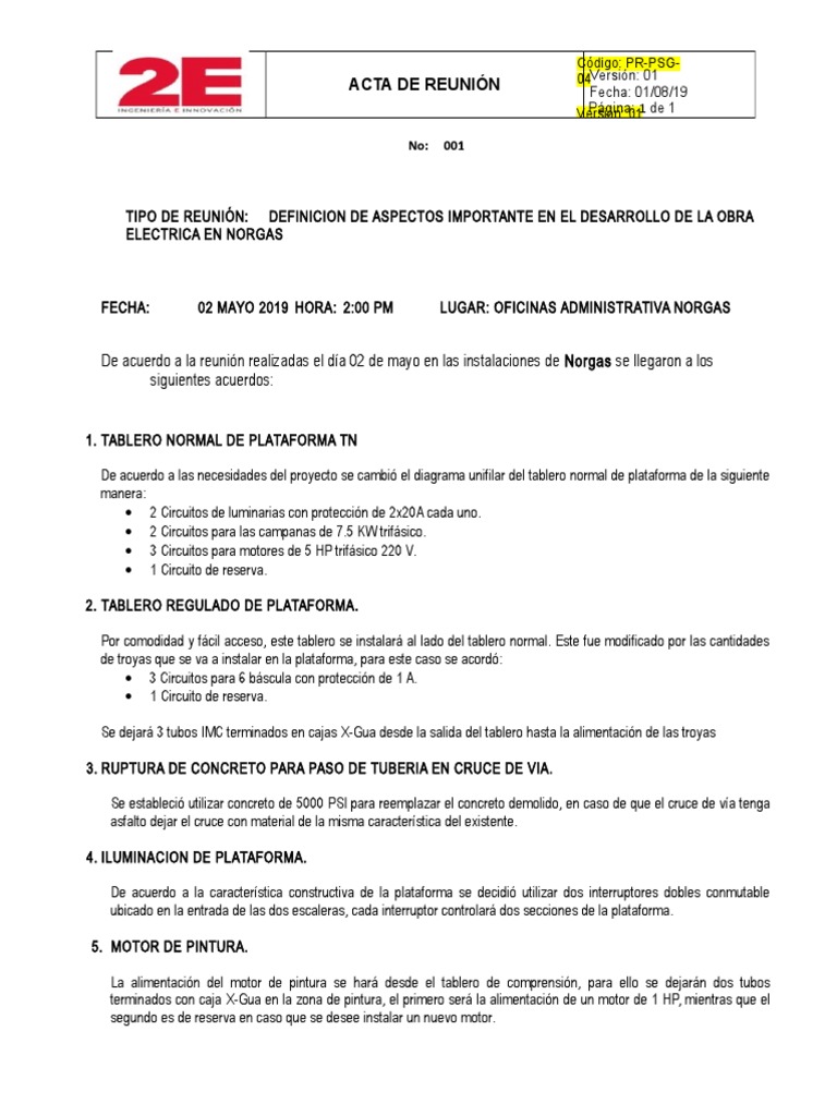 Modelo Actas de Reunión | PDF