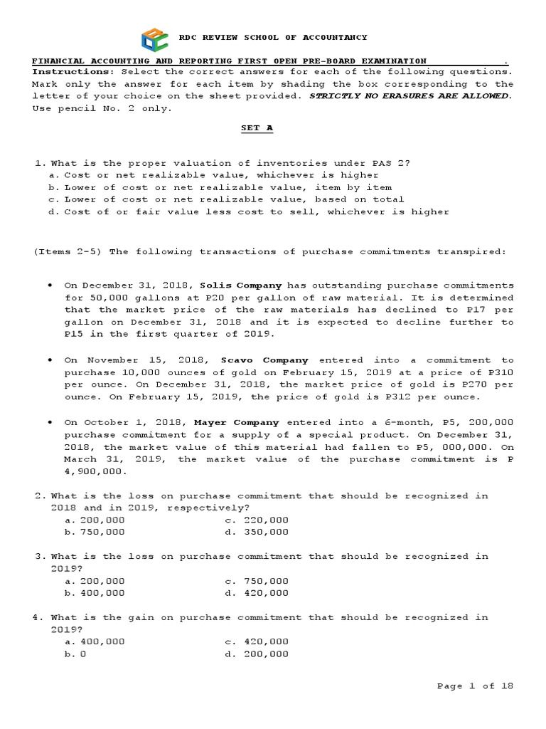 FAR First Pre Board | PDF