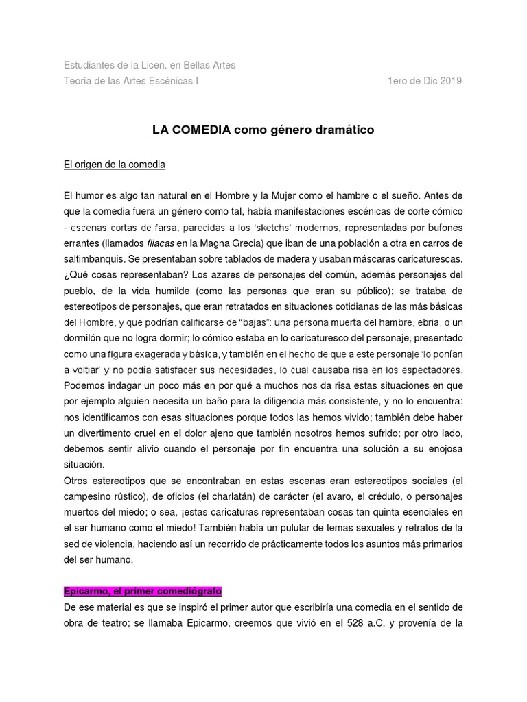 Orígenes de La Comedia Antigua | PDF | Clásicos