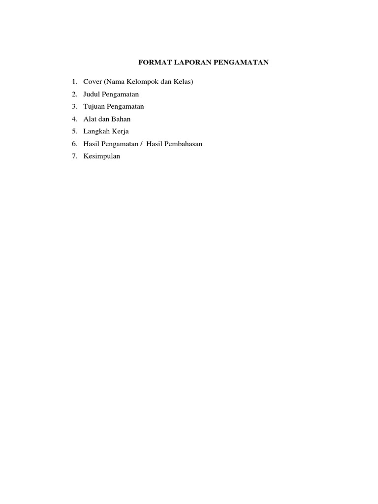 Format Laporan Pengamatan Kelas 6 | PDF
