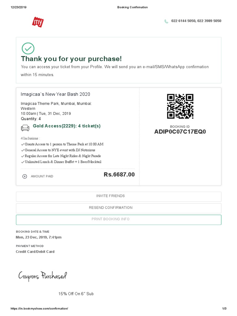 Event Booking Confirmation | PDF