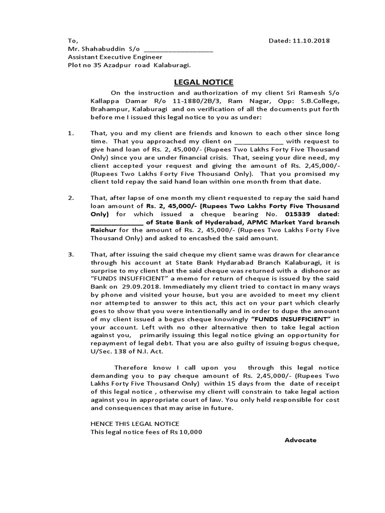 Legal Notice Girish Advocate | PDF