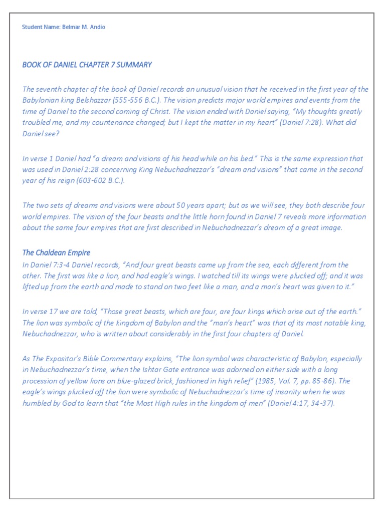 Book of Daniel Chapter 7 Summary | PDF