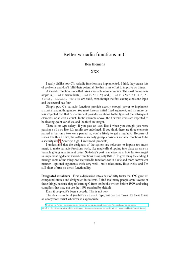 C's variadic functions improved | PDF C's variadic functions improved | PDF