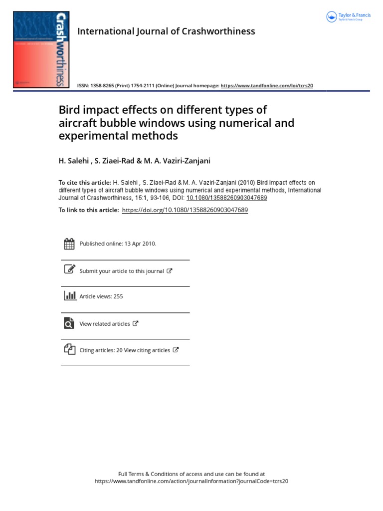 Bird Strike Effects on Aircraft Windows | PDF | Teaching Methods ...