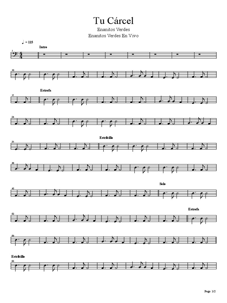 Enanitos Verdes - Tu Carcel - Bajo - Partitura | PDF