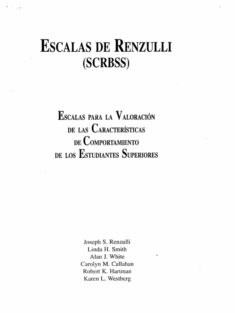 Escalas de Renzulli - Escalas para La Valoración de Las Características ...